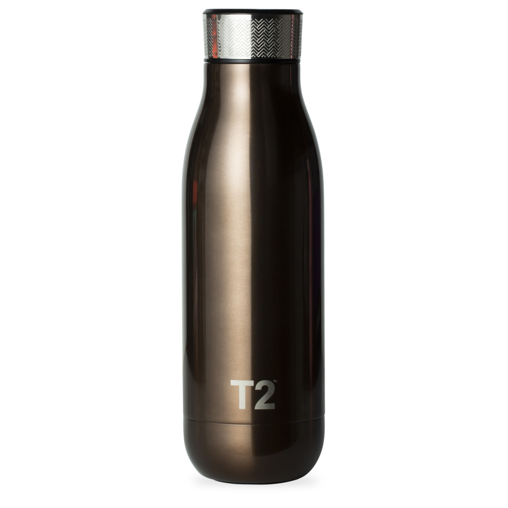 T2 Stainless Steel Etched Lid Flask Antique Bronze Metallic Tea Flasks ...